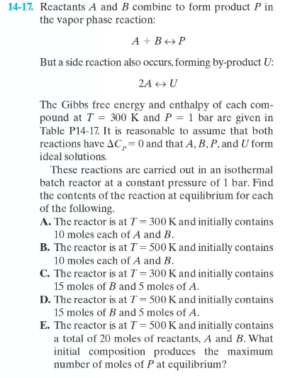 Solved 14-17. Reactants A and B combine to form product P in | Chegg.com
