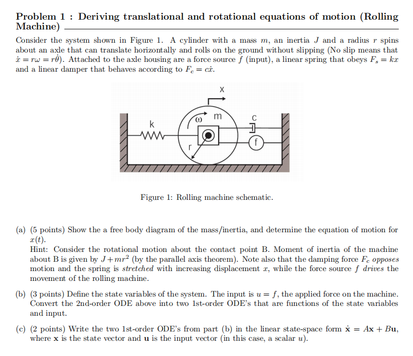 Solved Problem 1 : Deriving translational and rotational | Chegg.com