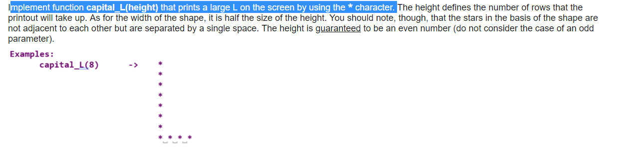 Solved Implement Function Capitallheight That Prints A
