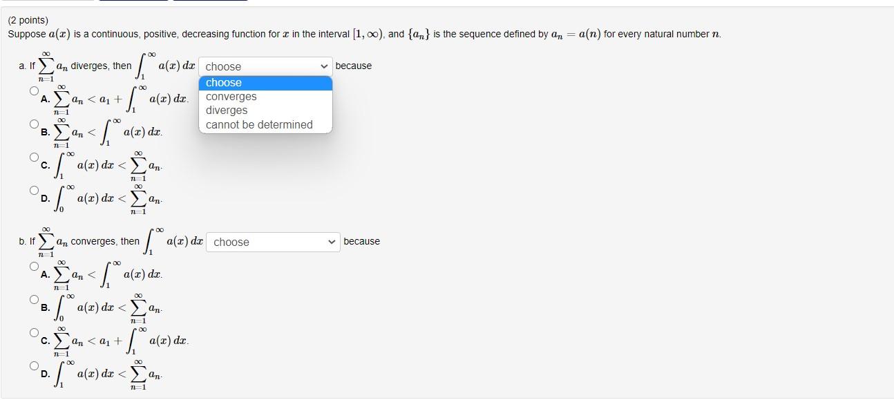 Solved Suppose a(x) is a continuous, positive, decreasing | Chegg.com