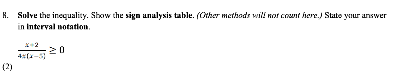 Solved Solve the inequality. Show the sign analysis table. | Chegg.com