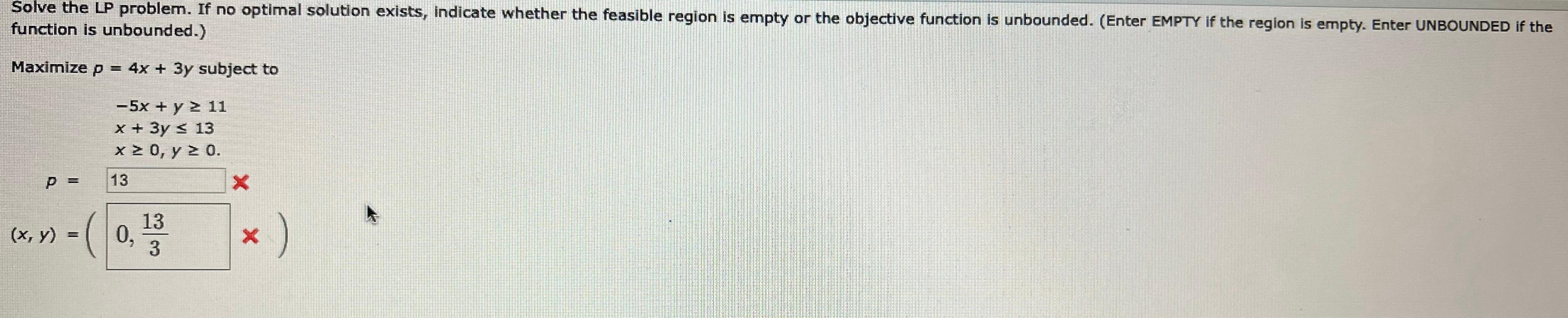 Solved Solve the LP problem. If no optimal solution exists, | Chegg.com