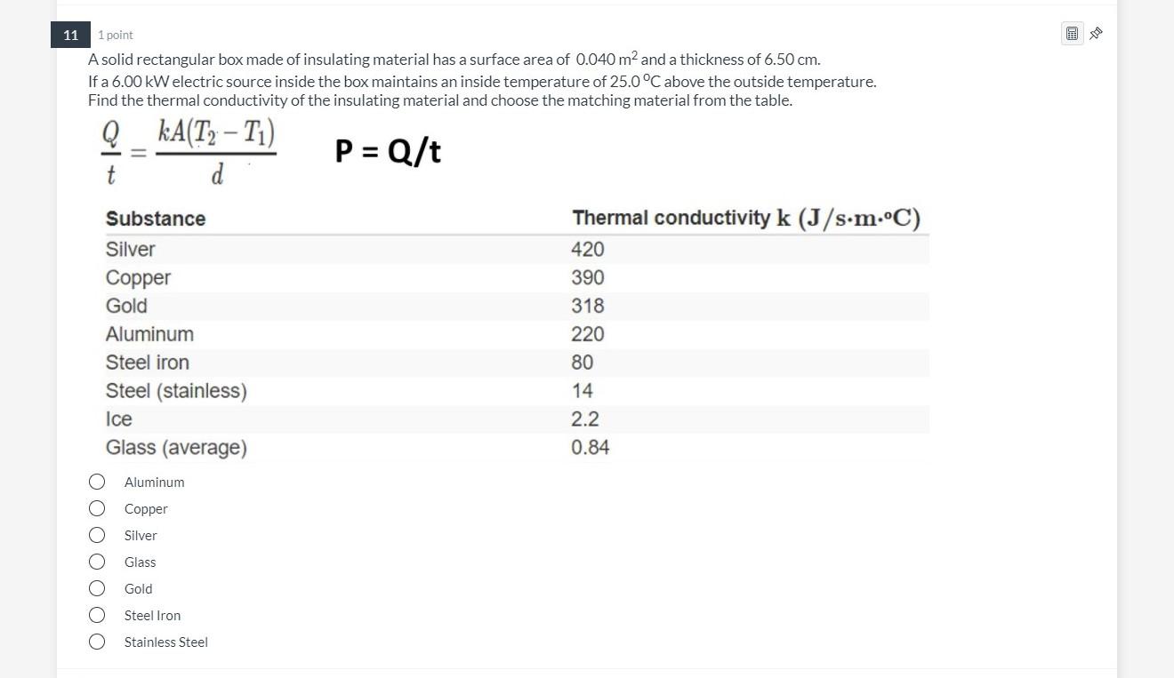 Solved 11 Q 요 1 point A solid rectangular box made of | Chegg.com