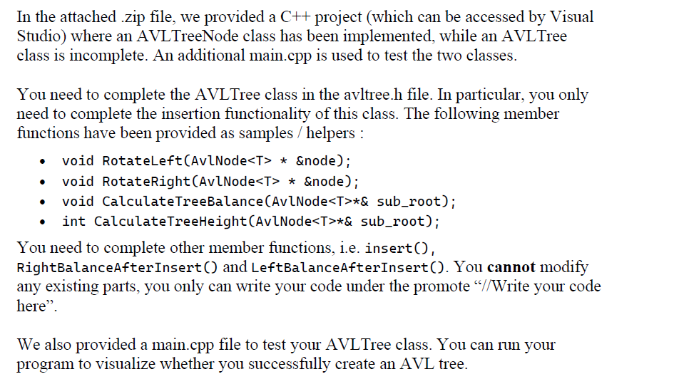 In the attached .zip file, we provided a C++ project | Chegg.com