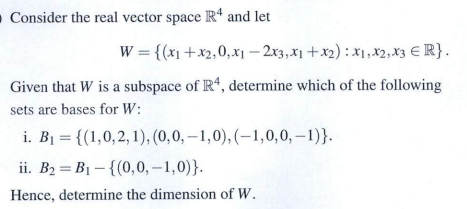 Solved Consider the real vector space R4 and let W = {(x1 + | Chegg.com