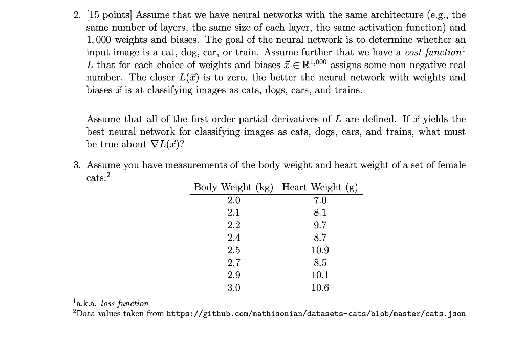 2. [15 points] Assume that we have neural networks | Chegg.com