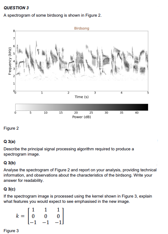 Solved A spectrogram of some birdsong is shown in Figure 2. | Chegg.com