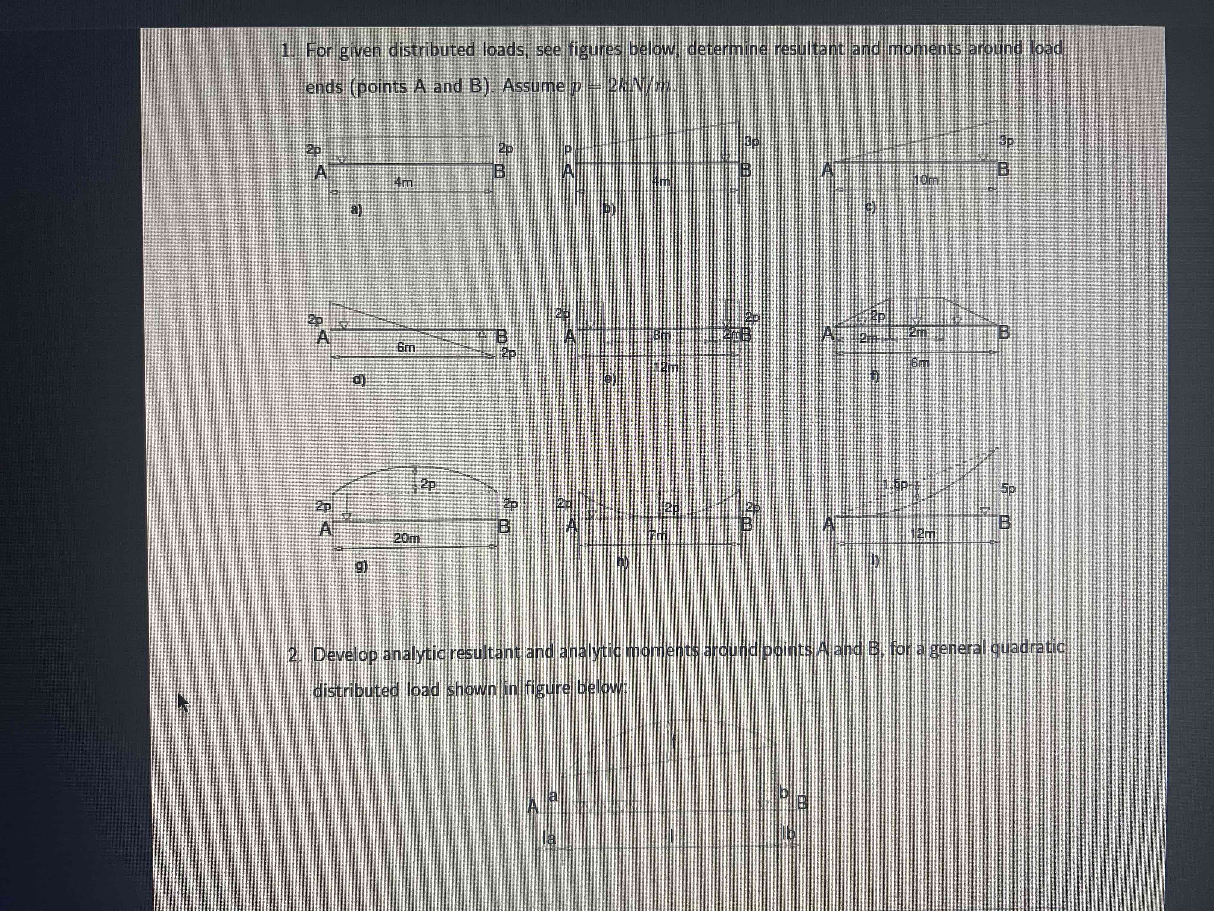 Solved 1. For given distributed loads, see figures below, | Chegg.com