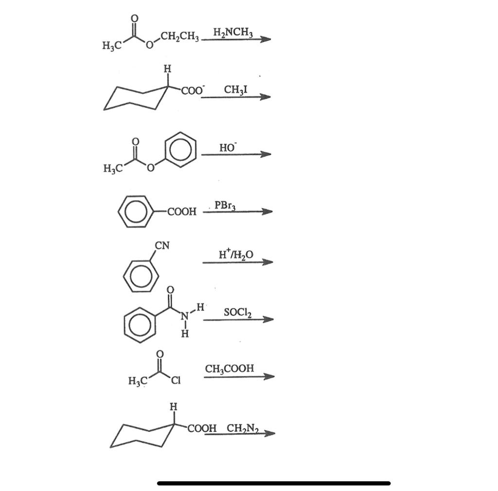 Solved H2NCH3 H+/H2O SOCl2 CH3COOH | Chegg.com