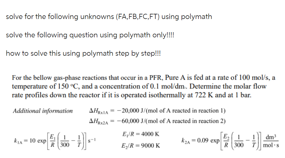 Solved solve for the following unknowns (FA,FB,FC,FT) using | Chegg.com