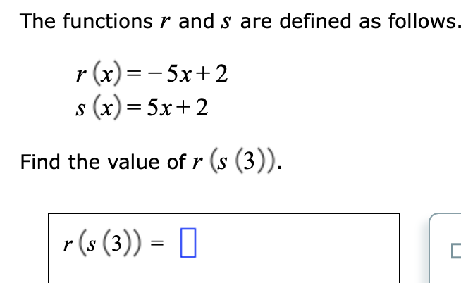 Solved The functions r and s are defined as follows. r(x) = | Chegg.com