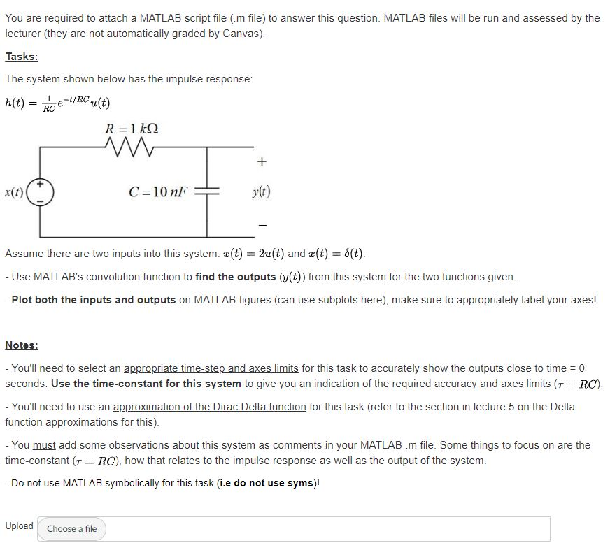 You Are Required To Attach A Matlab Script File M 