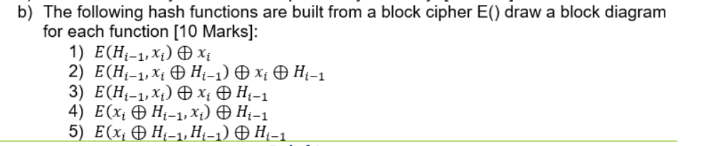 Solved The following hash functions are built from a block | Chegg.com