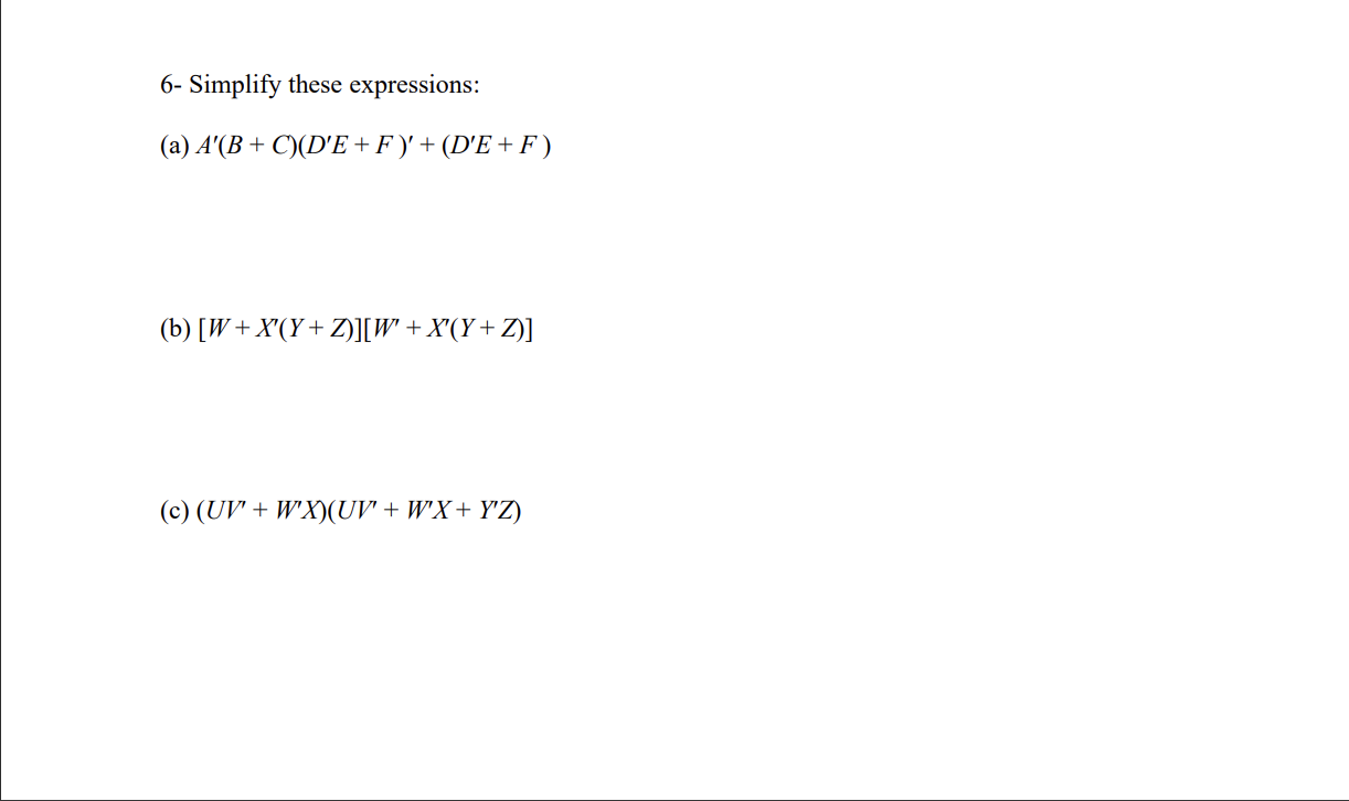 6- Simplify these expressions: (a) | Chegg.com