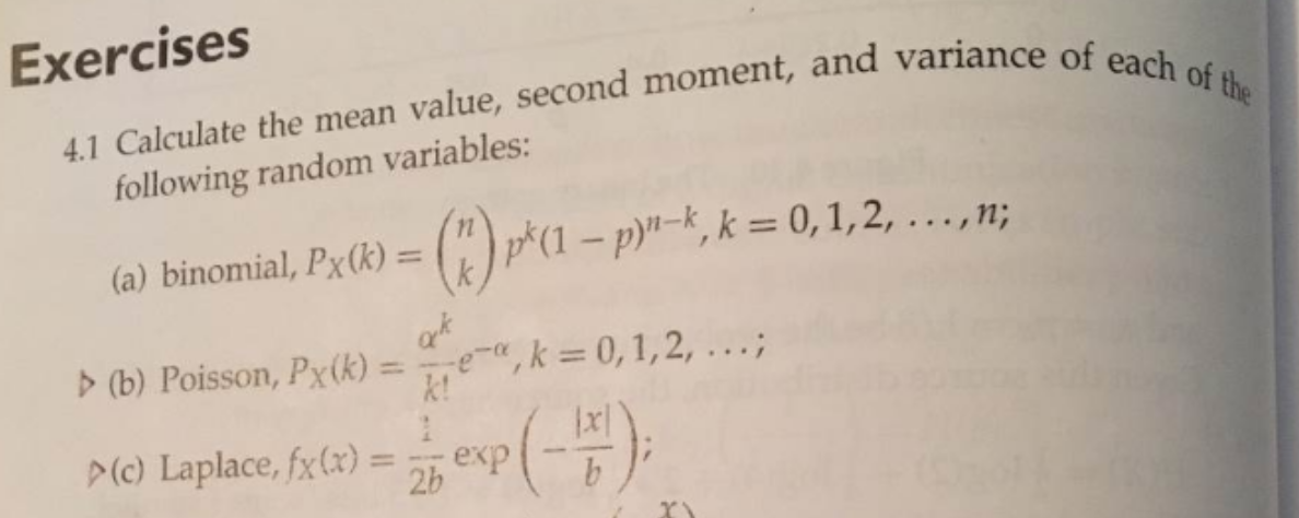Solved Exercises variance of each of the 4.1 Calculate the | Chegg.com