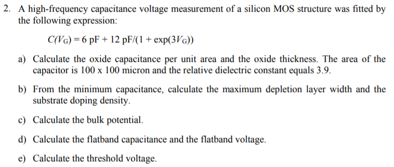 2. A high-frequency capacitance voltage measurement | Chegg.com