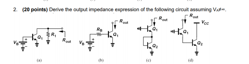 Solved 2. (20 points) Derive the output impedance expression | Chegg.com