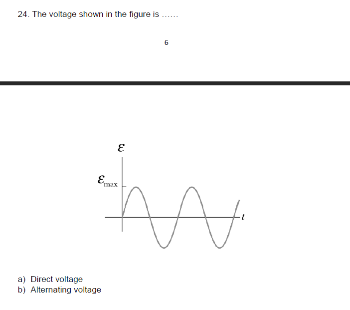 Solved 24. The voltage shown in the figure is 6 a) Direct | Chegg.com