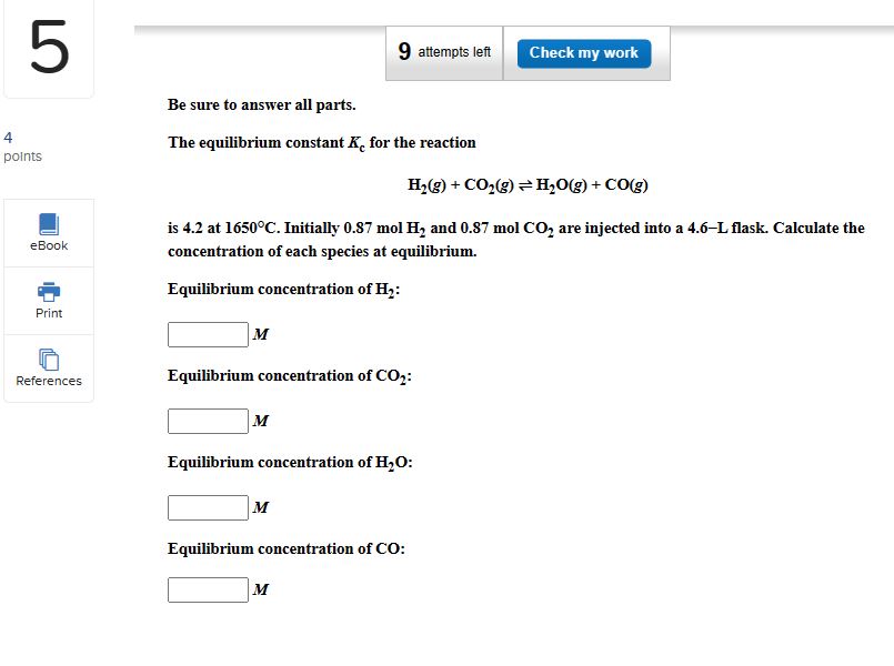 Solved Be sure to answer all parts. The equilibrium constant | Chegg.com