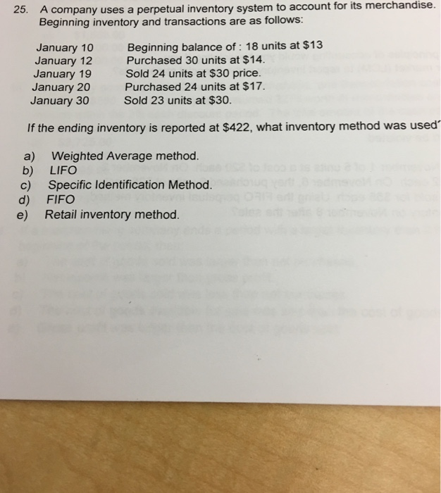 Solved A company uses a perpetual inventory system to | Chegg.com