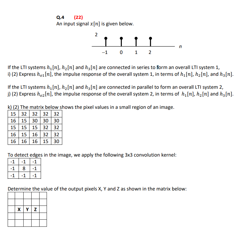 Solved Q.4 (22) An input signal x[n] is given below. If the | Chegg.com