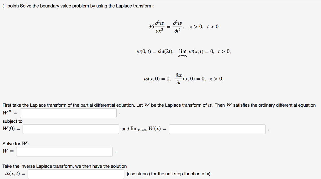Solved (1 point) Solve the boundary value problem by using | Chegg.com