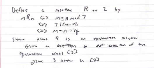 Solved Ren 2 by Define relaton mRn (=> MEn mod ? 7 18m-n) | Chegg.com