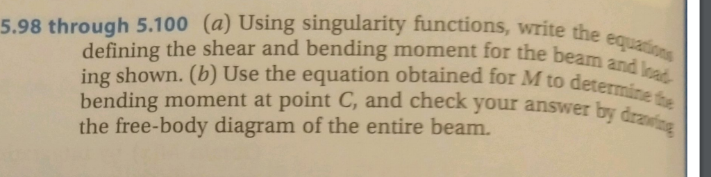 Solved 5.98 through 5.100 (a) Using singularity functions, | Chegg.com