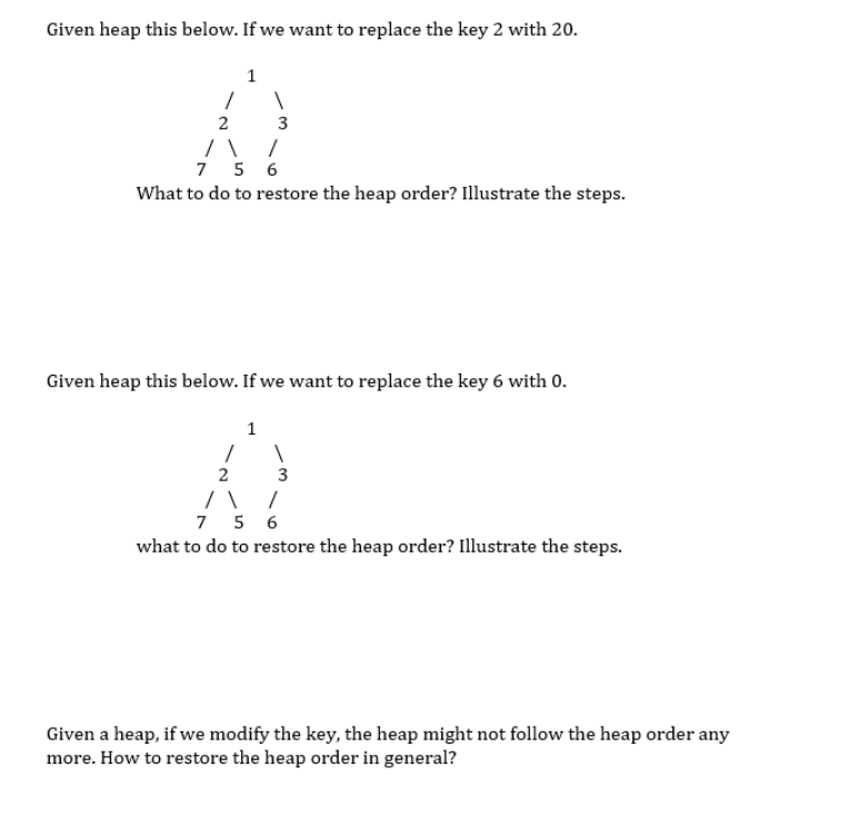 Solved Given heap this below. If we want to replace the key | Chegg.com