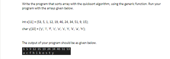 Solved Write the program that sorts array with the quicksort | Chegg.com