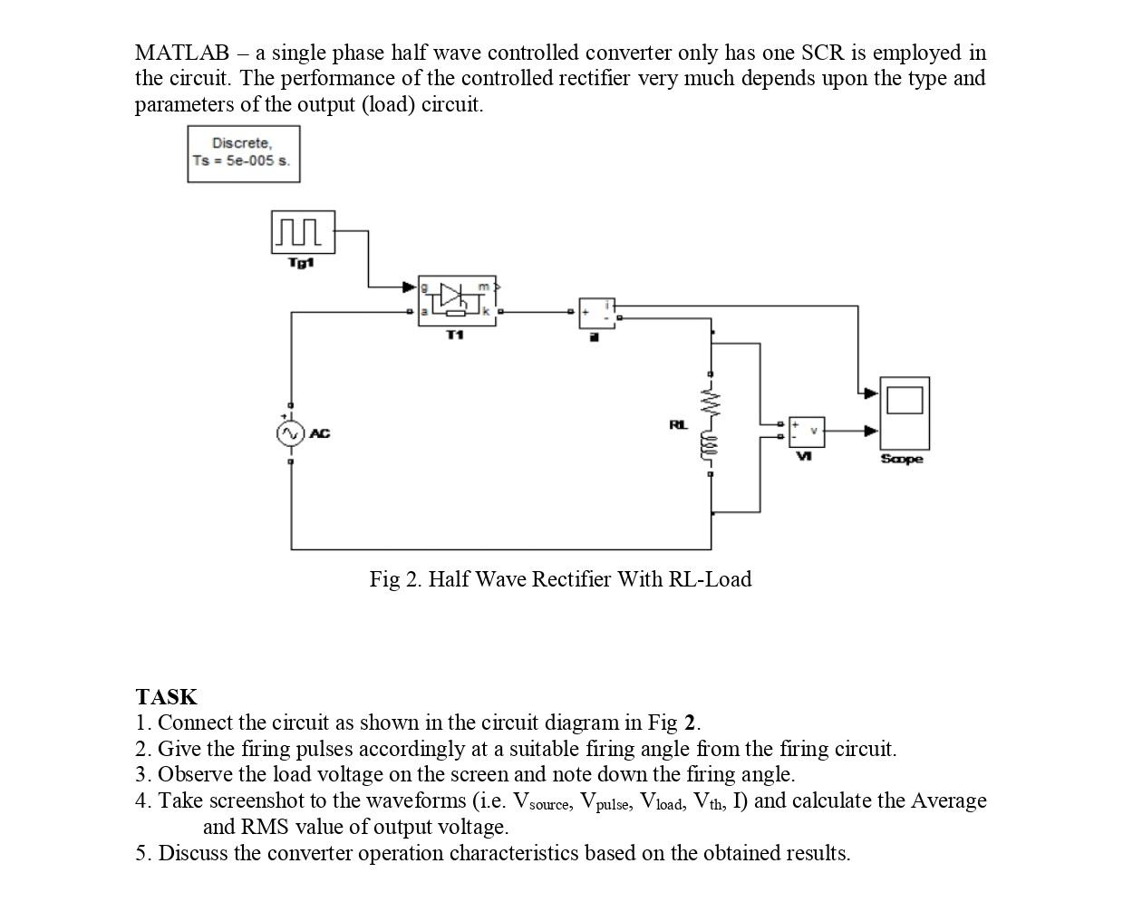 Solved MATLAB - a single phase half wave controlled | Chegg.com