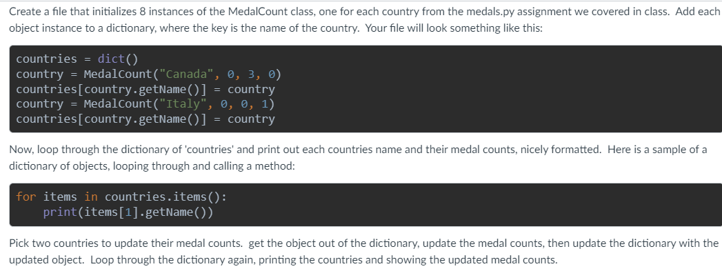 Solved Create a file that initializes 8 instances of the | Chegg.com