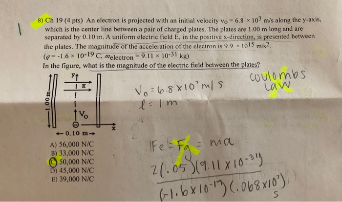 Solved 8 Ch 19 4 Pts An Electron Is Projected With An