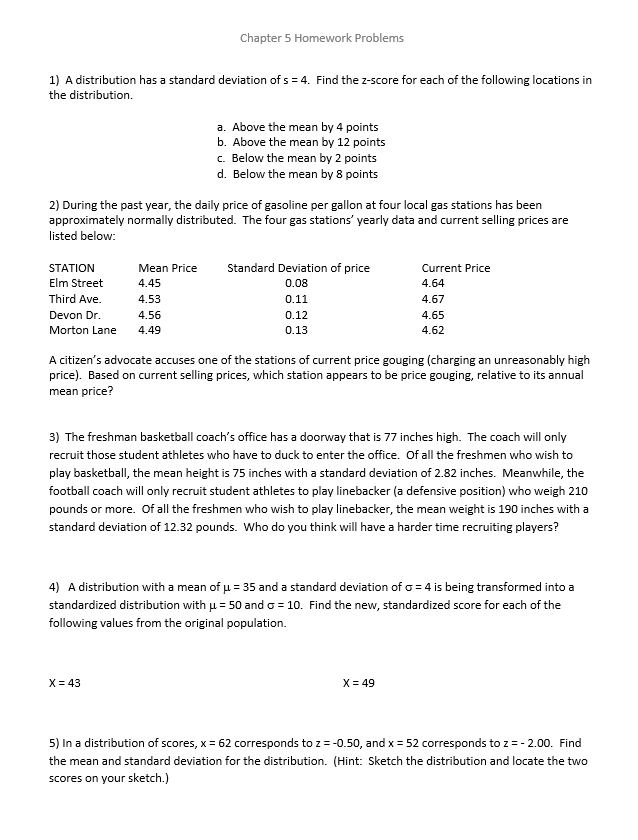 Solved Chapter 5 Homework Problems 1) A distribution has a | Chegg.com