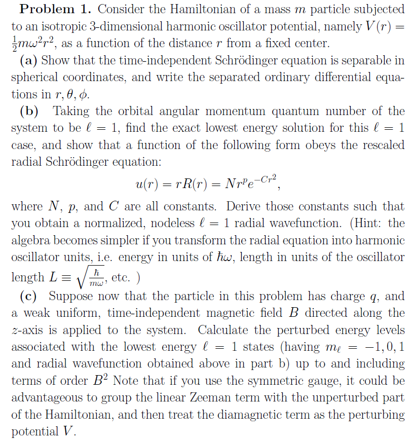 Solved Problem 1. Consider the Hamiltonian of a mass m | Chegg.com