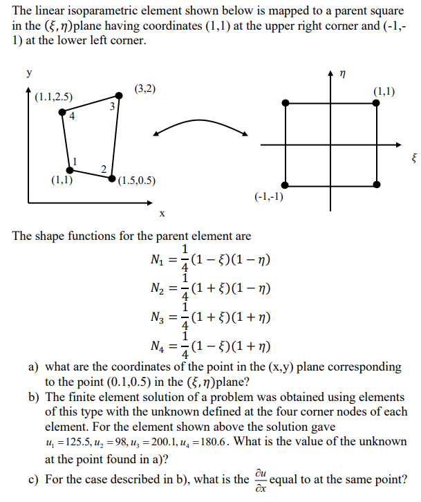 Solved The linear isoparametric element shown below is | Chegg.com