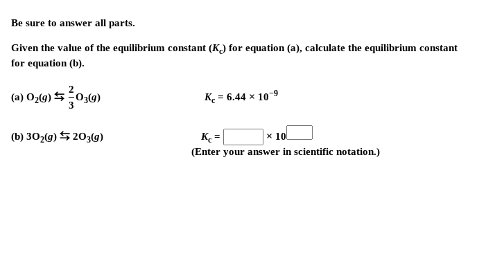 Solved Be sure to answer all parts. Given the value of the | Chegg.com