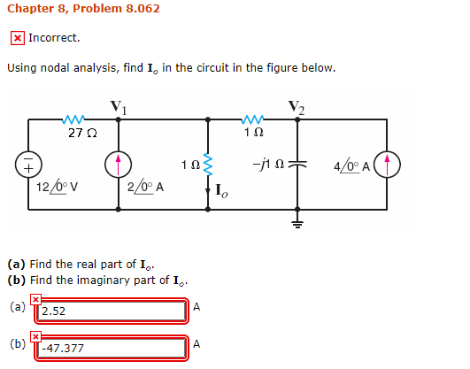 Solved Chapter 8, Problem 8.062 Incorrect. Using nodal | Chegg.com