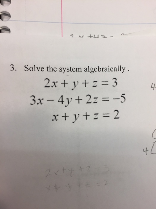Solved 3. Solve the system algebraically 4 | Chegg.com