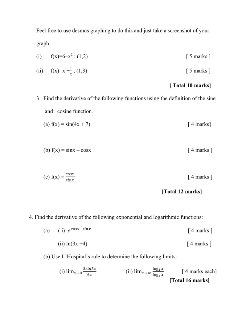 Solved Feel free to use desmos graphing to do this and just | Chegg.com