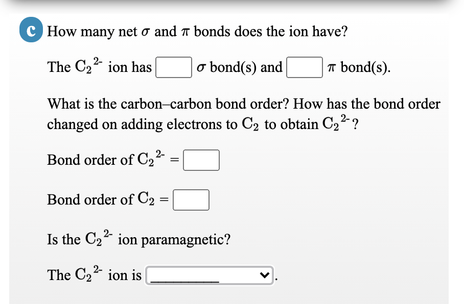 Solved C How many net o and a bonds does the ion have? 2- | Chegg.com