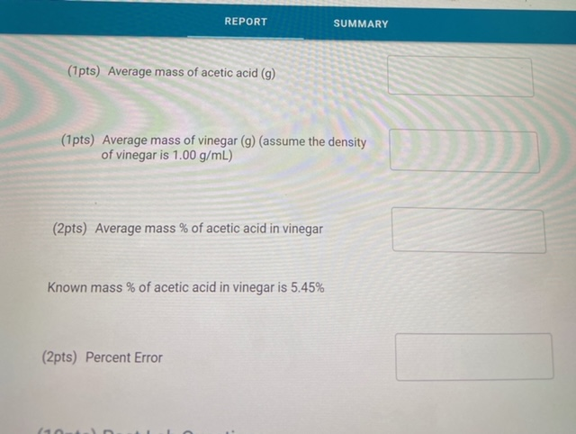 Solved REPORT SUMMARY Table 2. Titration data Trial 1 Trial | Chegg.com