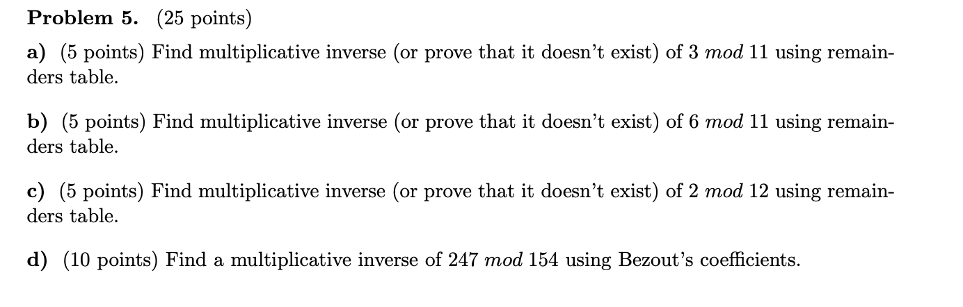 Solved Problem 5. (25 points) a) (5 points) Find | Chegg.com