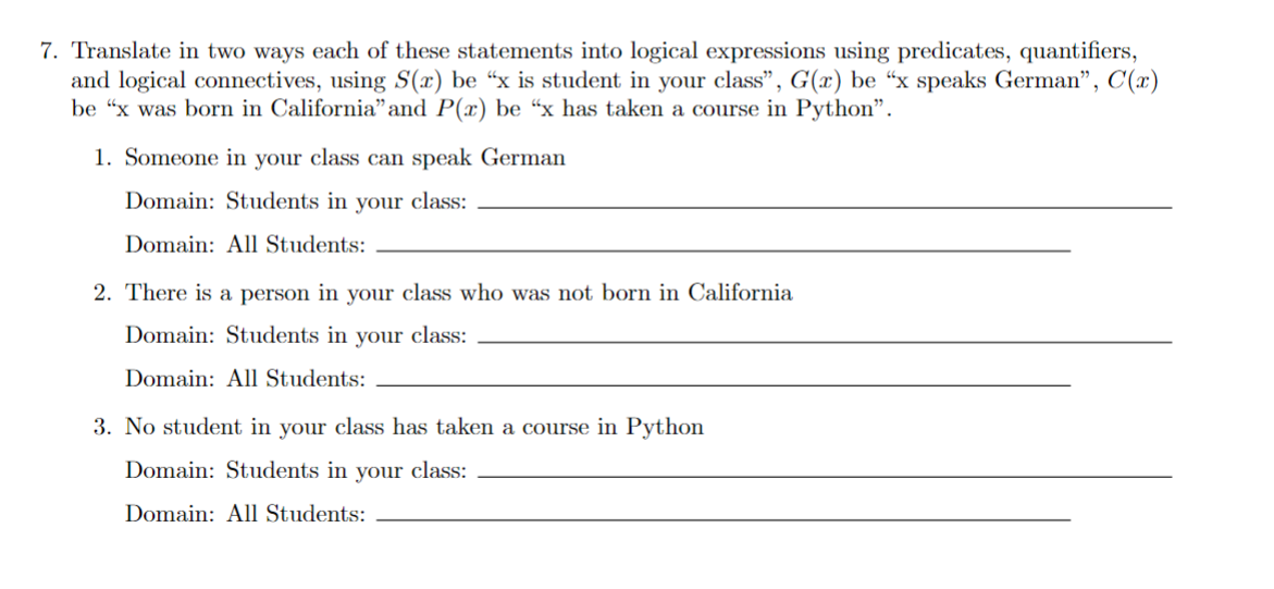 Solved Translate In Two Ways Each Of These Statements Into 