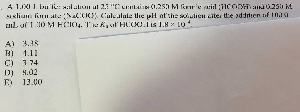 Solved . A 1.00 L buffer solution at 25 °C contains 0.250 M | Chegg.com