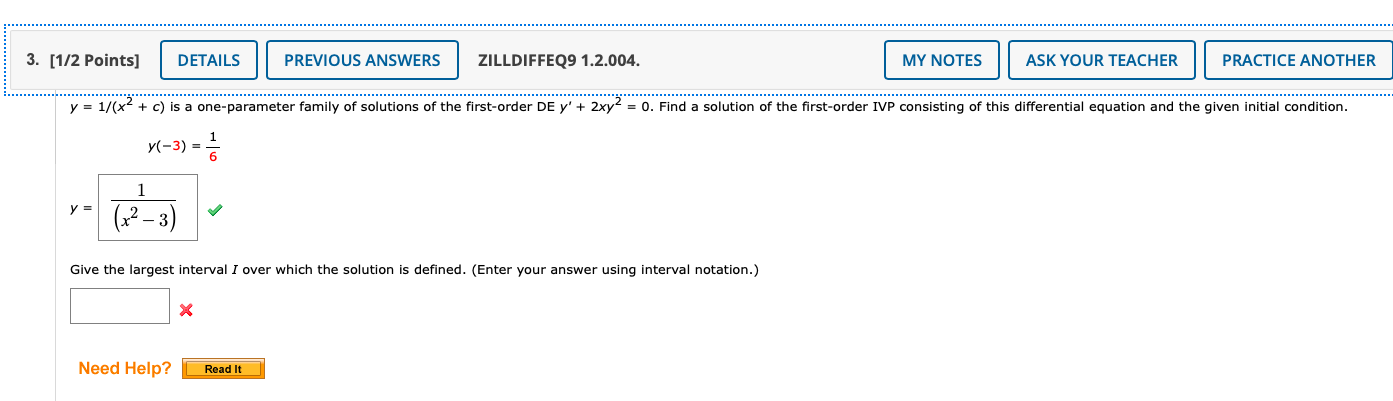 Solved y = 1/(x2 + c) is a one-parameter family of solutions | Chegg.com