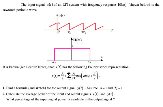 Solved The input signal x(t) of an LTI system with frequency | Chegg.com