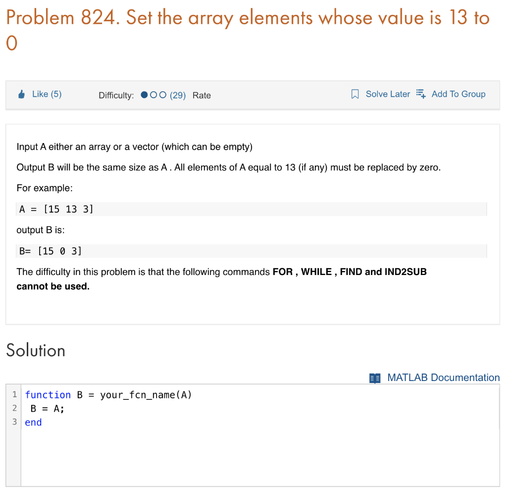 Solved Problem 824. Set the array elements whose value is 13 | Chegg.com