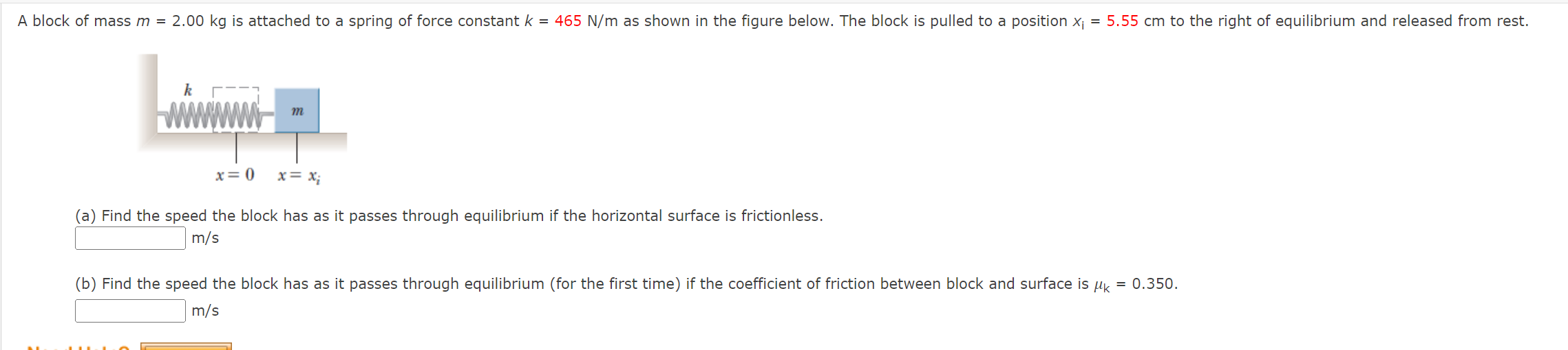 Solved (a) Find the speed the block has as it passes through | Chegg.com