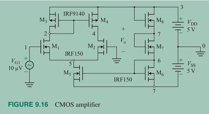 9.13 Design the CMOS amplifier shown in Fig. 9.16 by | Chegg.com